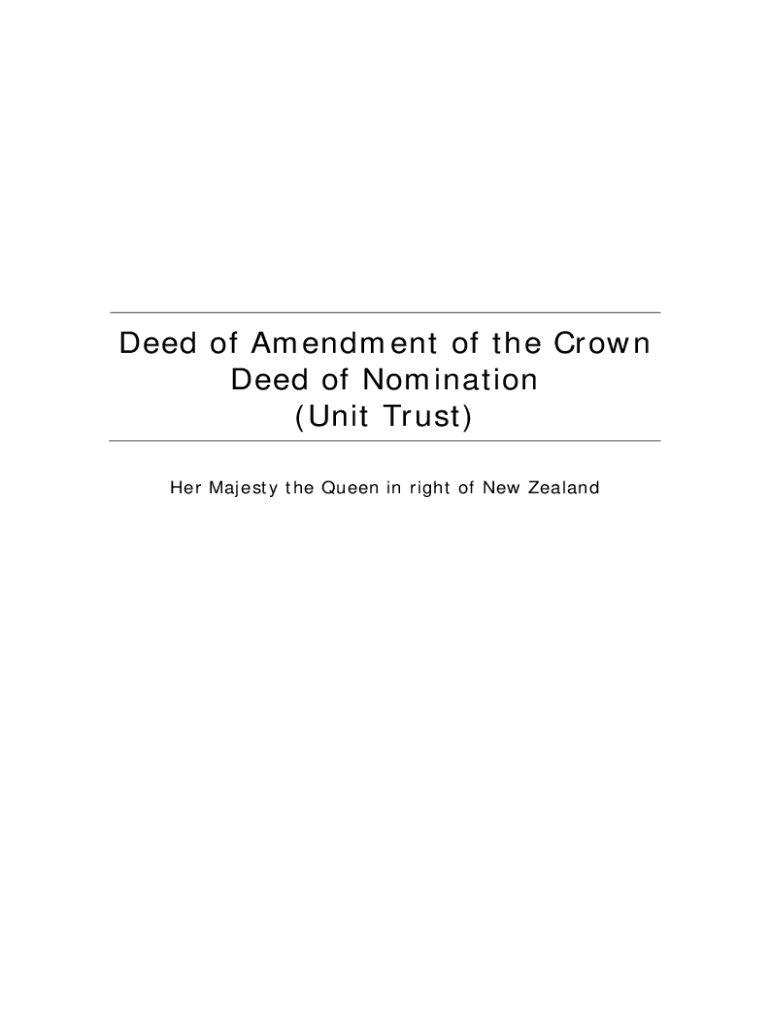 Fillable Online Deed of Amendment of the Crown Deed of Nomination ...