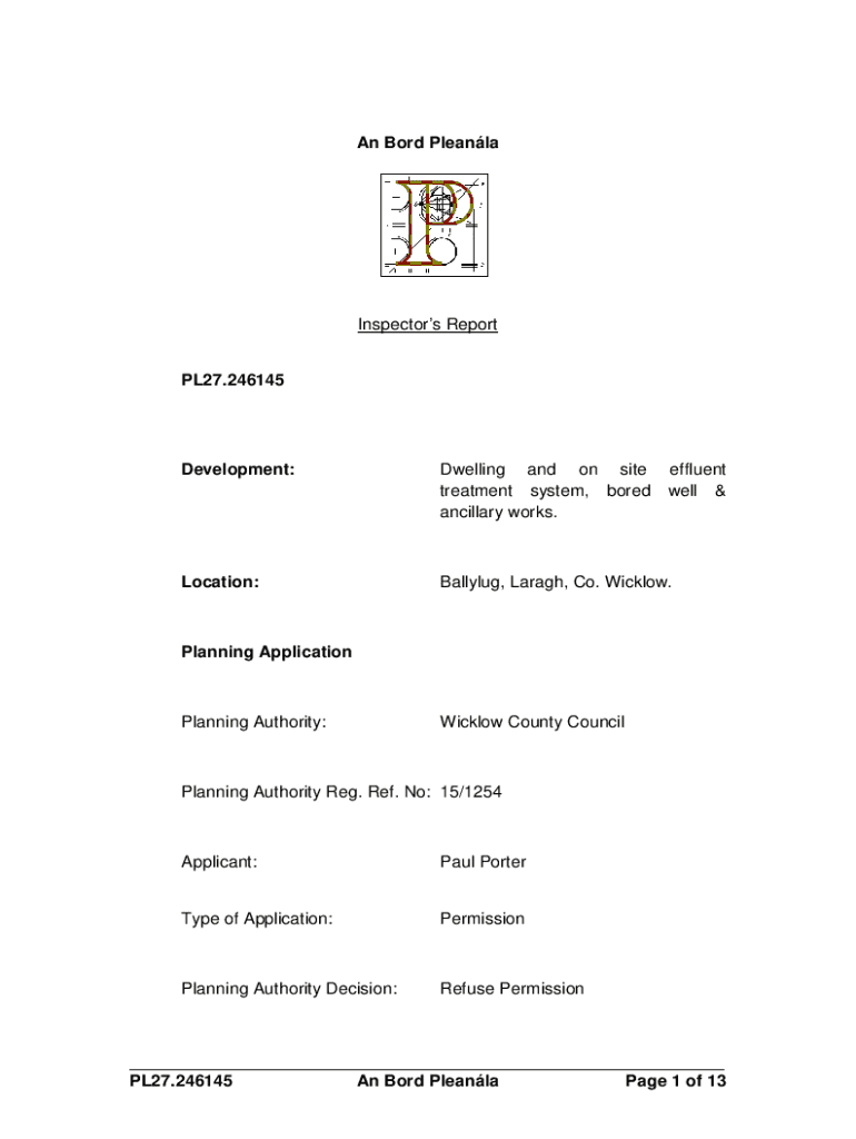 Fillable Online Find a planning application search - Wicklow County ...