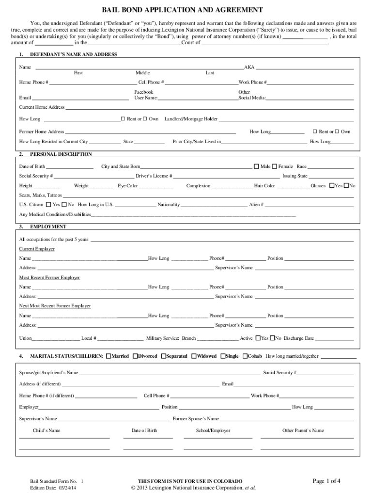 Fillable Online Utah - Bail Bond Application and Agreement Fax Email ...