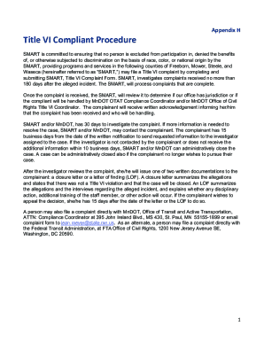 Fillable Online Title VI Compliant Procedure - SMART Transit Fax Email Print - pdfFiller