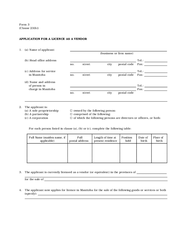 Fillable Online 1 APPLICATION FORM Application form for a LICENCE to ...