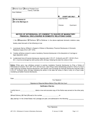 Fillable Online NOTICE OF WITHDRAWAL OF CONSENT TO WAIVER OF ... Fax Email Print - pdfFiller