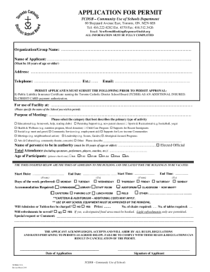 Fillable Online permits tcdsb Community Use of Schools (Permits ...