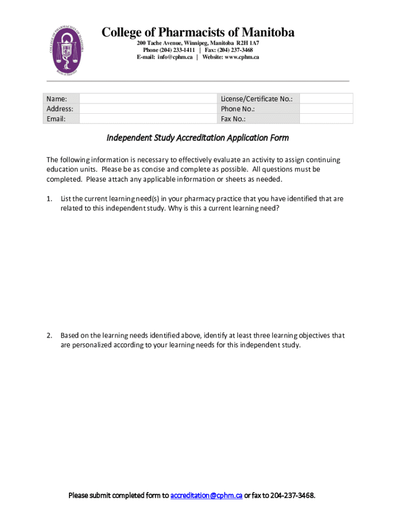 Fillable Online Independent Study Accreditation Form Fax Email Print - pdfFiller