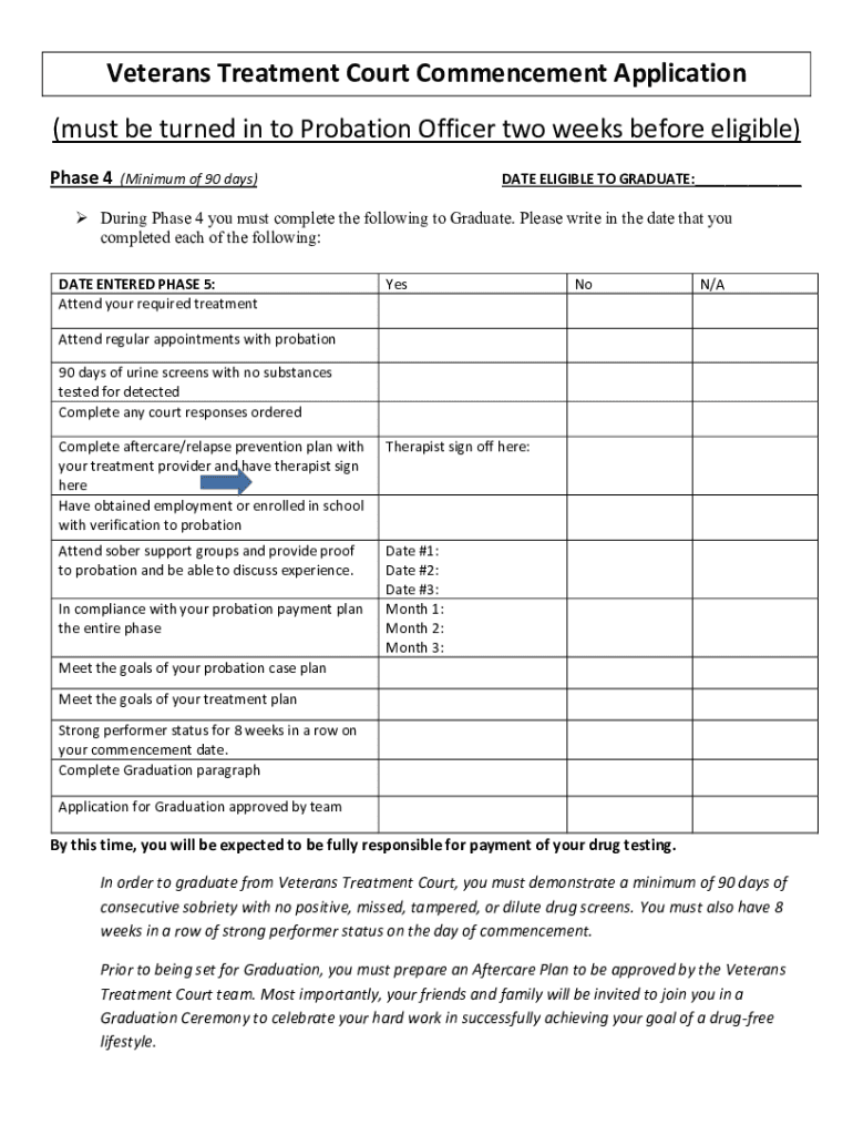 Fillable Online Veterans Treatment Court Commencement Application (must ... Fax Email Print ...