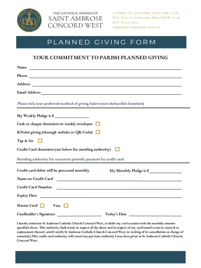 Fillable Online St Ambrose Planned Giving Form Fax Email Print - pdfFiller