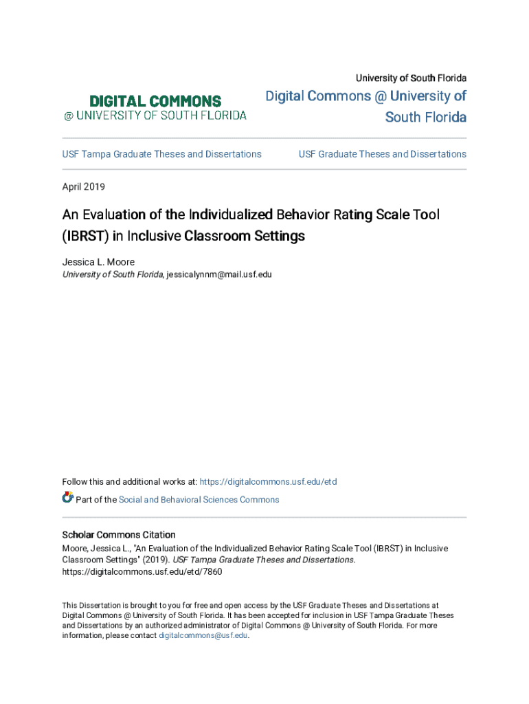 Fillable Online An Evaluation of the Individualized Behavior Rating ...