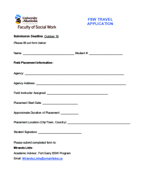 Fillable Online FSW TRAVEL APPLICATION Fax Email Print - pdfFiller