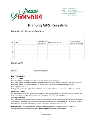 Ausfüllbar Online Zeitraum der GFS Fax Email Drucken - pdfFiller