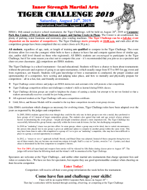 Fillable Online Tiger Challenge ISMA Tournament - Inner Strength ...