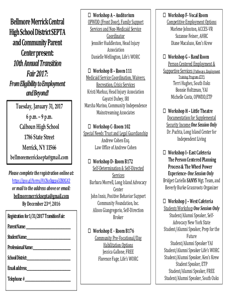 Fillable Online Bellmore Merrick Central High School District SEPTA and ...