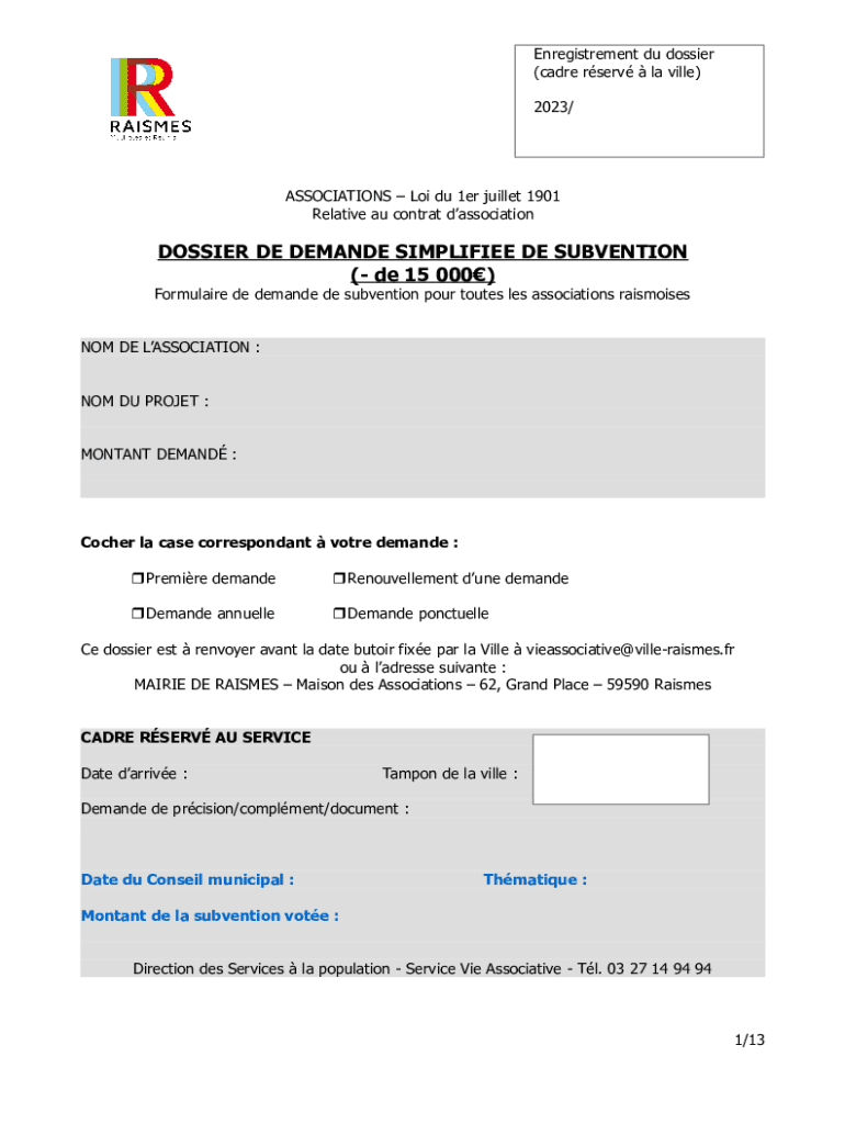 Remplissable En Ligne Formulaire de demande de subventions - Contrat de Ville Fax Email Imprimer ...