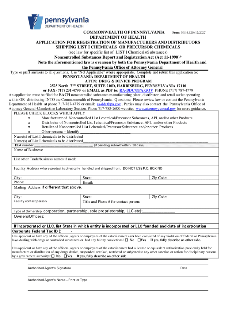 Fillable Online COMMONWEALTH OF PENNSYLVANIA Form H114.620 ( ... Fax ...