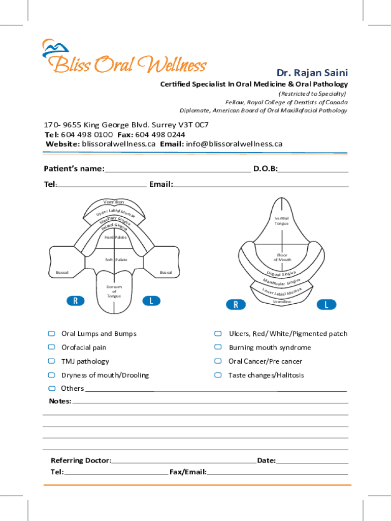Fillable Online 1. Referral form -Bliss 4 Fax Email Print - pdfFiller