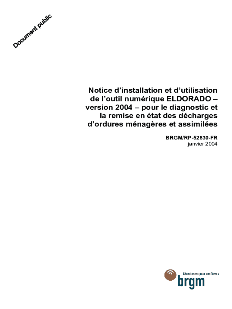 Remplissable En Ligne infoterre brgm Notice d'installation et d'utilisation de l'outil numrique ...