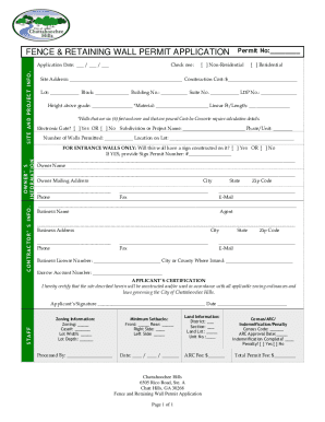 Fillable Online Q103.3 Application for a Fence, Wall or Retaining Wall ...
