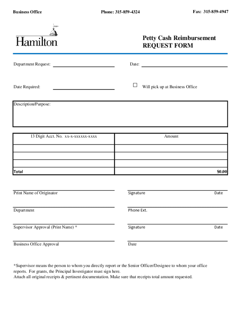 Fillable Online Form 41R - Request for Reimbursement of Petty Cash Fund ...