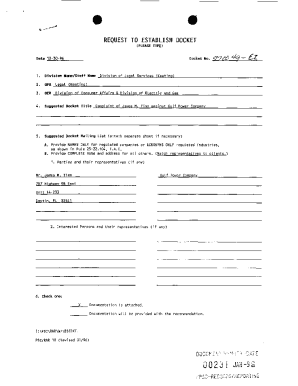 Fillable Online REQUEST TO ESTABLISH DOCKET - 2 Fax Email Print - pdfFiller