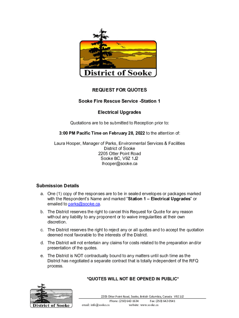 Fillable Online Sooke Fire Rescue Service -Station 1 Electrical ...