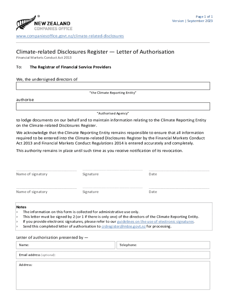 Fillable Online Climate-related Disclosures - New Zealand Companies ...