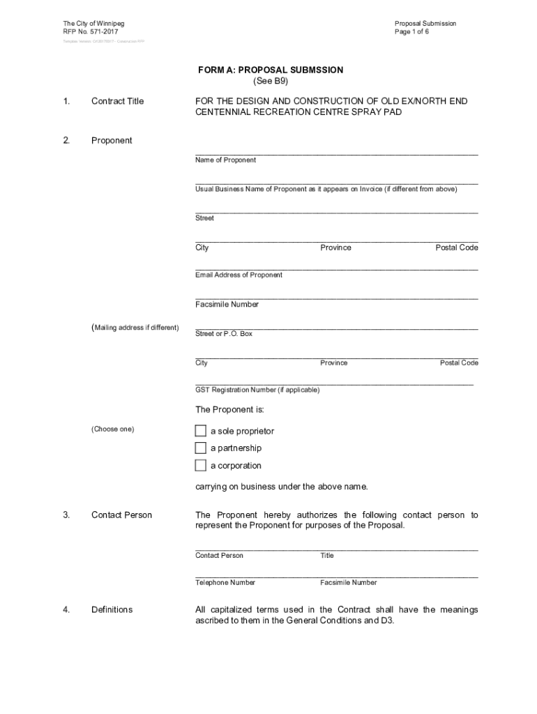 Fillable Online Template Version: Cr120170317 - Construction RFP Fax ...