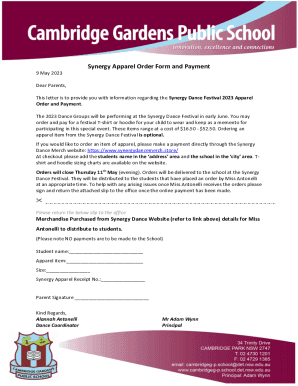 Fillable Online Synergy Apparel Order Form and Payment Fax Email Print ...