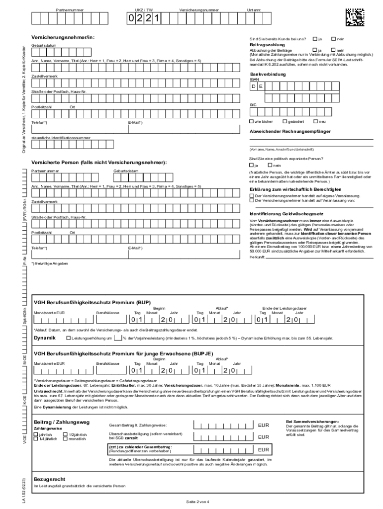 Ausfüllbar Online Absicherung der Arbeitskraft in Niedersachsen Fax Email Drucken - pdfFiller