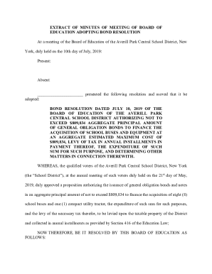 Fillable Online EDUCATION ADOPTING BOND RESOLUTION Fax Email Print ...
