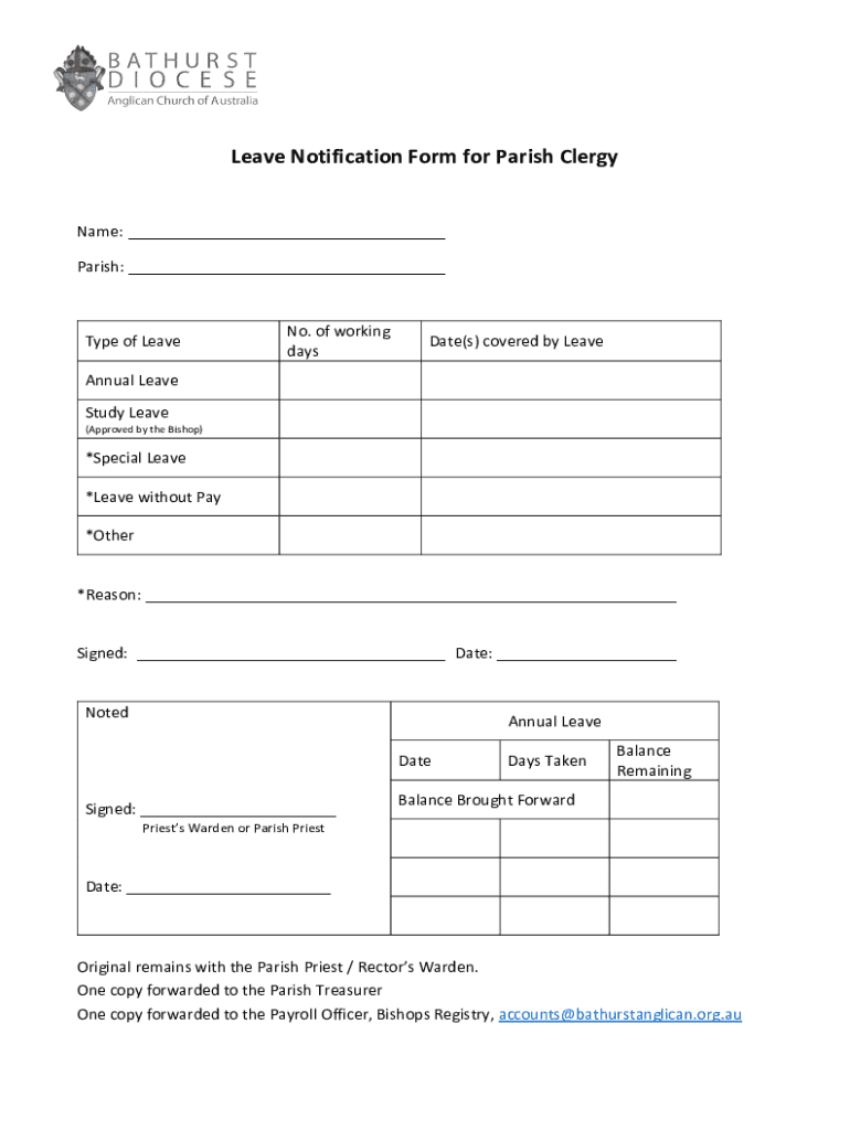 Fillable Online Extended Study Leave - Diocese of Lichfield - Anglican ...