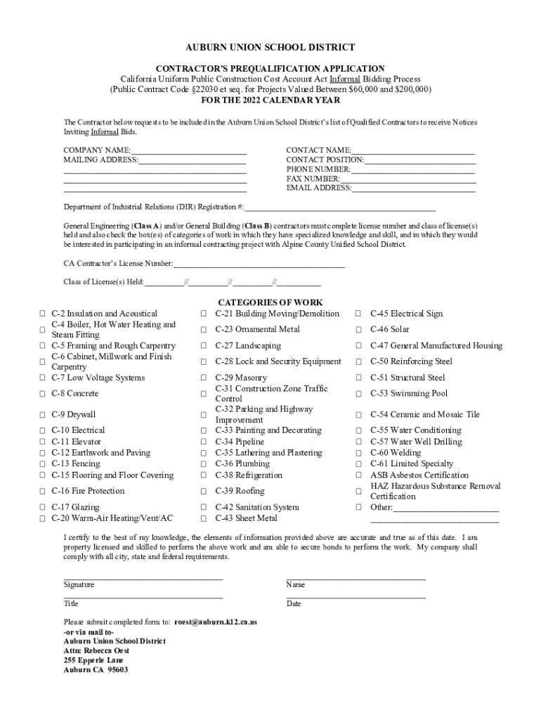 Fillable Online INFORMAL BIDDING PREQUALIFICATION APPLIC Fax Email Print - pdfFiller
