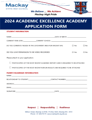Fillable Online mackayshs eq edu 2024 ACADEMIC EXCELLENCE ACADEMY ...