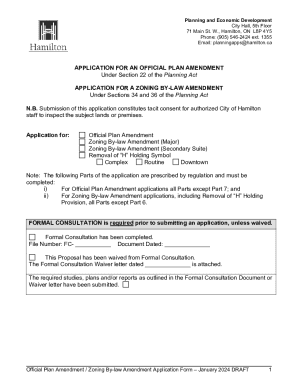 Fillable Online APPLICATION FOR AN OFFICIAL PLAN AMENDMENT ... Fax ...