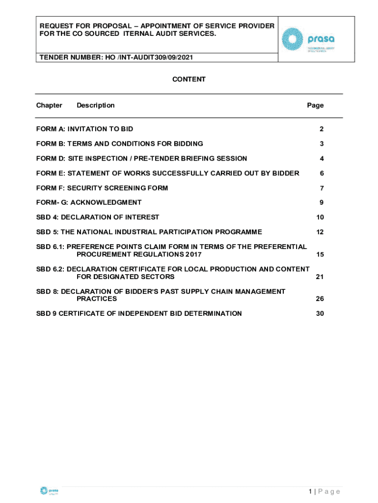 Fillable Online REQUEST FOR PROPOSAL APPOINTMENT OF SERVICE PROVIDER ...