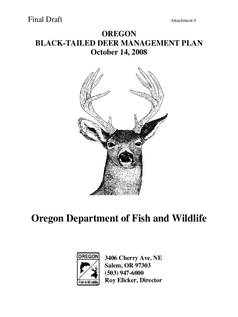 Fillable Online oregon black-tailed deer management plan Fax Email ...