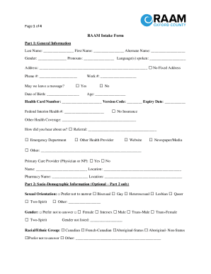 Fillable Online RAAM Intake Form Fax Email Print - pdfFiller