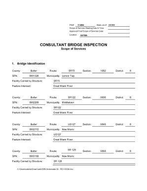 Fillable Online ftp dot state oh CONSULTANT BRIDGE INSPECTION Fax Email ...