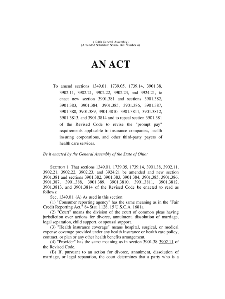 Fillable Online archives legislature state oh Sub. S. B. No. 4 As Passed by the Senate Fax Email ...