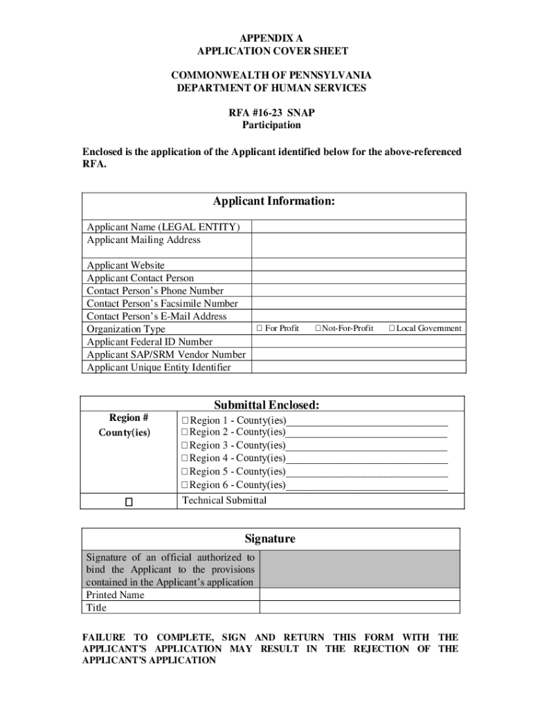 Fillable Online APPENDIX D - PROPOSAL COVER SHEET Fax Email Print - pdfFiller