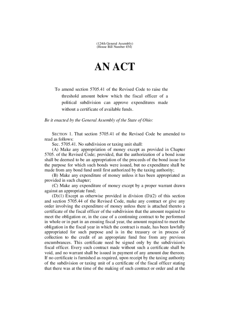 Fillable Online archives legislature state oh 5275 Authorize Execution ...