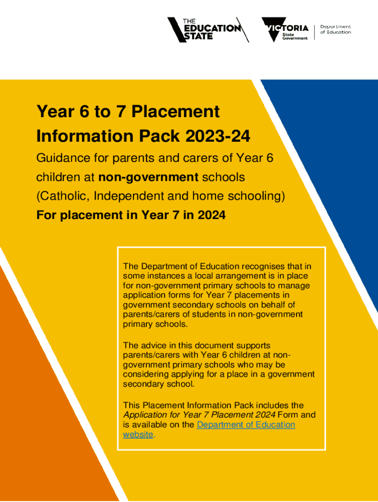 Fillable Online stalbanssc vic edu Year 6 to 7 Placement Fax Email Print - pdfFiller