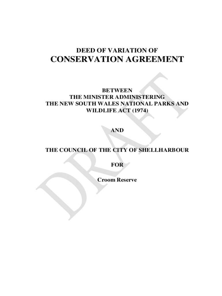 Fillable Online www environment nsw gov Draft Deed of Variation of ...