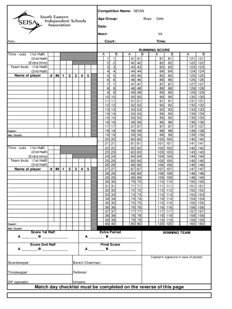 Fillable Online Match day checklist must be completed on the reverse of this page Fax Email ...