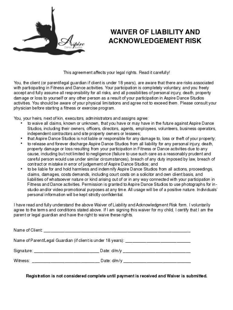 Fillable Online Acknowledgement-of-Risk-and-Waiver-of-Liability ...