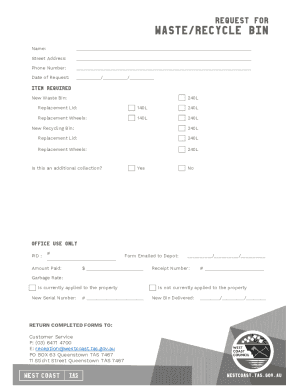 Fillable Online Form CenterRecycling Bin Order Form Fax Email Print ...