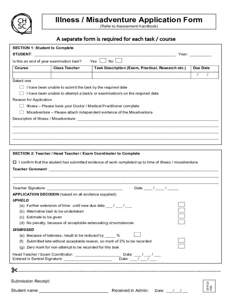 Fillable Online Illness / Misadventure Application Form Fax Email Print ...