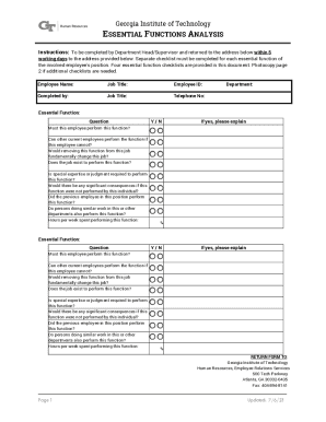 Fillable Online BLANK Essential Functions Analysis Form Fax Email Print - pdfFiller