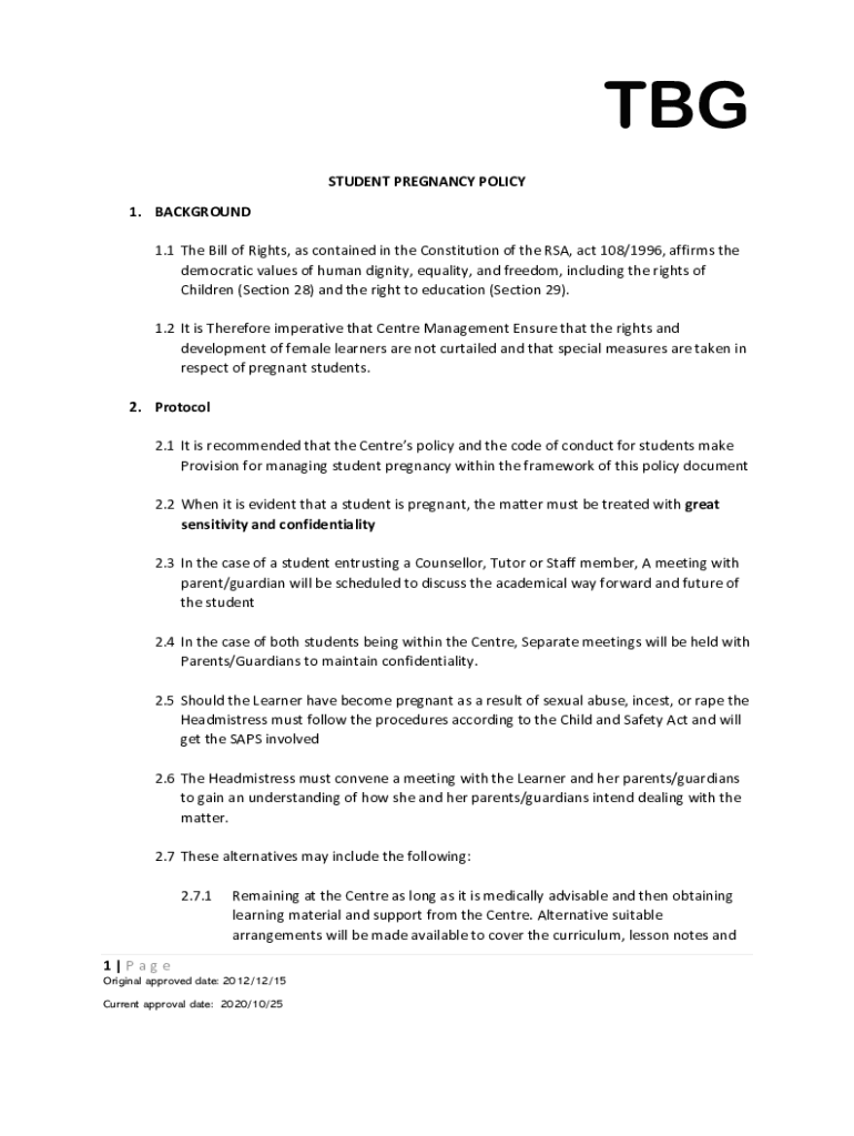 Fillable Online wced policy on managing learner pregnancy in general ...