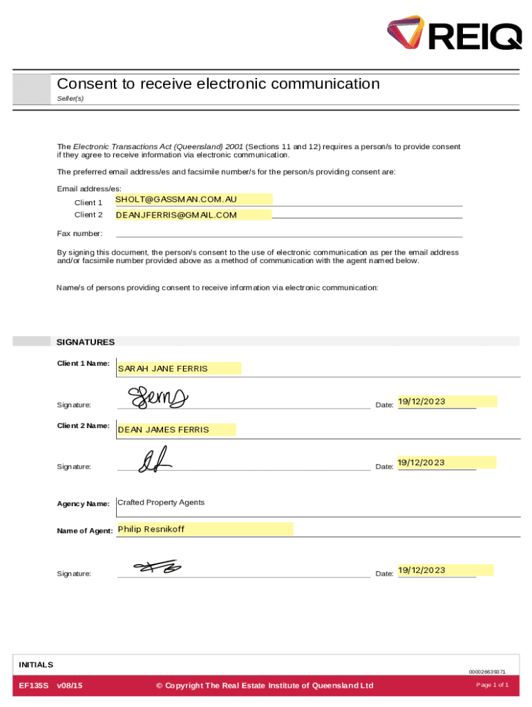 Fillable Online Contracts of Sale , Leases and Electronic Communication Fax Email Print - pdfFiller