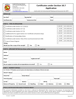 Fillable Online Certificates under Section 10.7 Application Fax Email ...