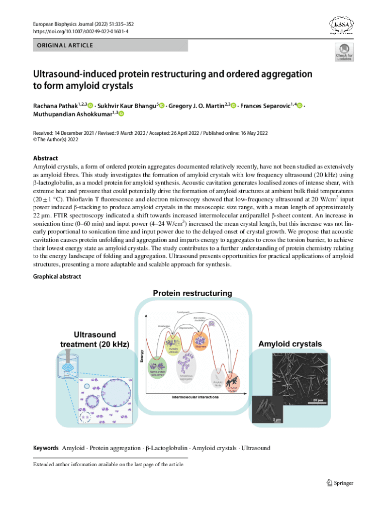 Fillable Online Ultrasound-induced protein restructuring and ordered ...